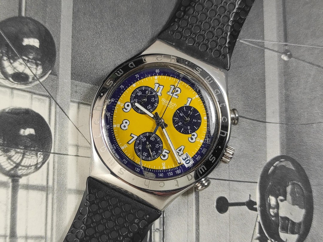 Vintage Swatch Irony Secret Agent Yellow YCS406G - AG 1996 Swiss Made ...