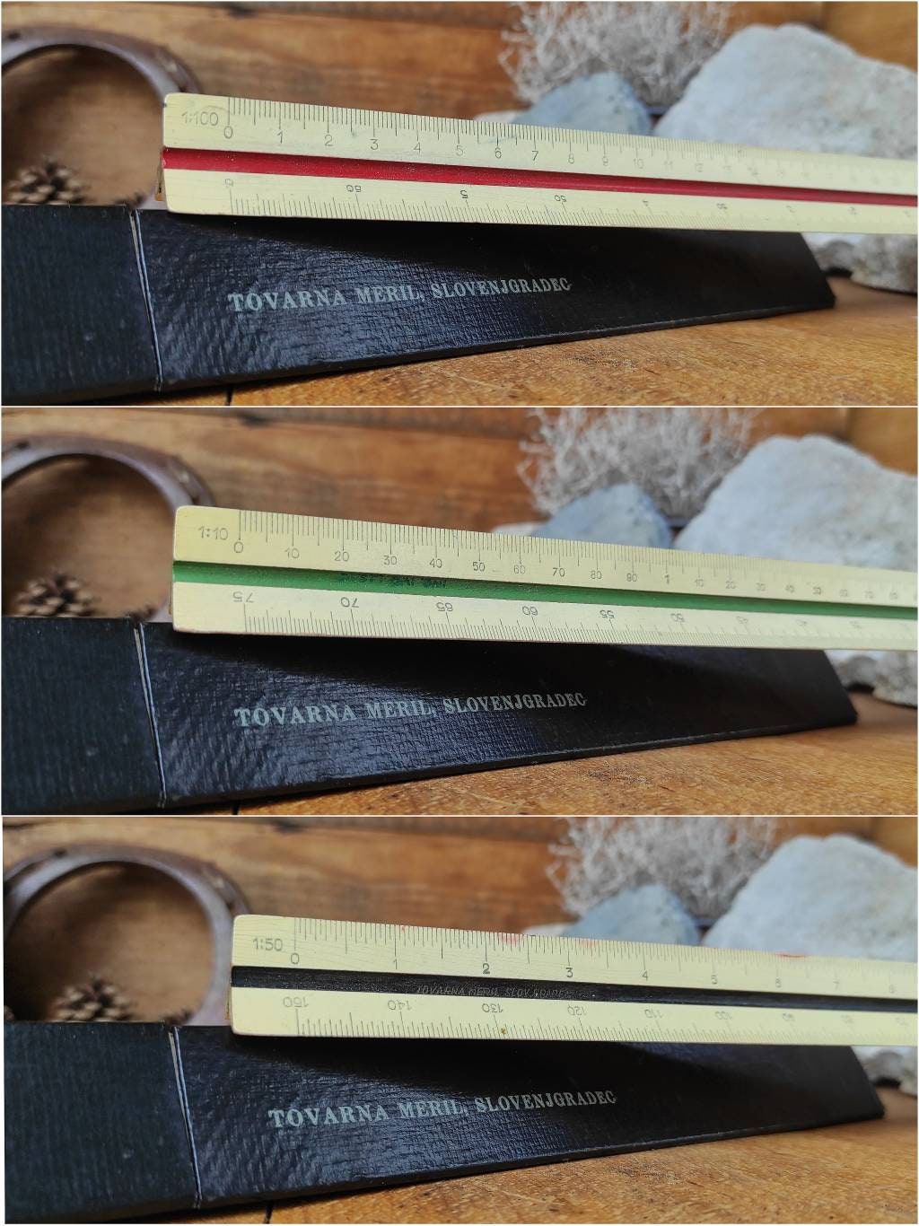 Vintage Wooden Triangular Scale Rule by Tovarna Meril Made in - Etsy