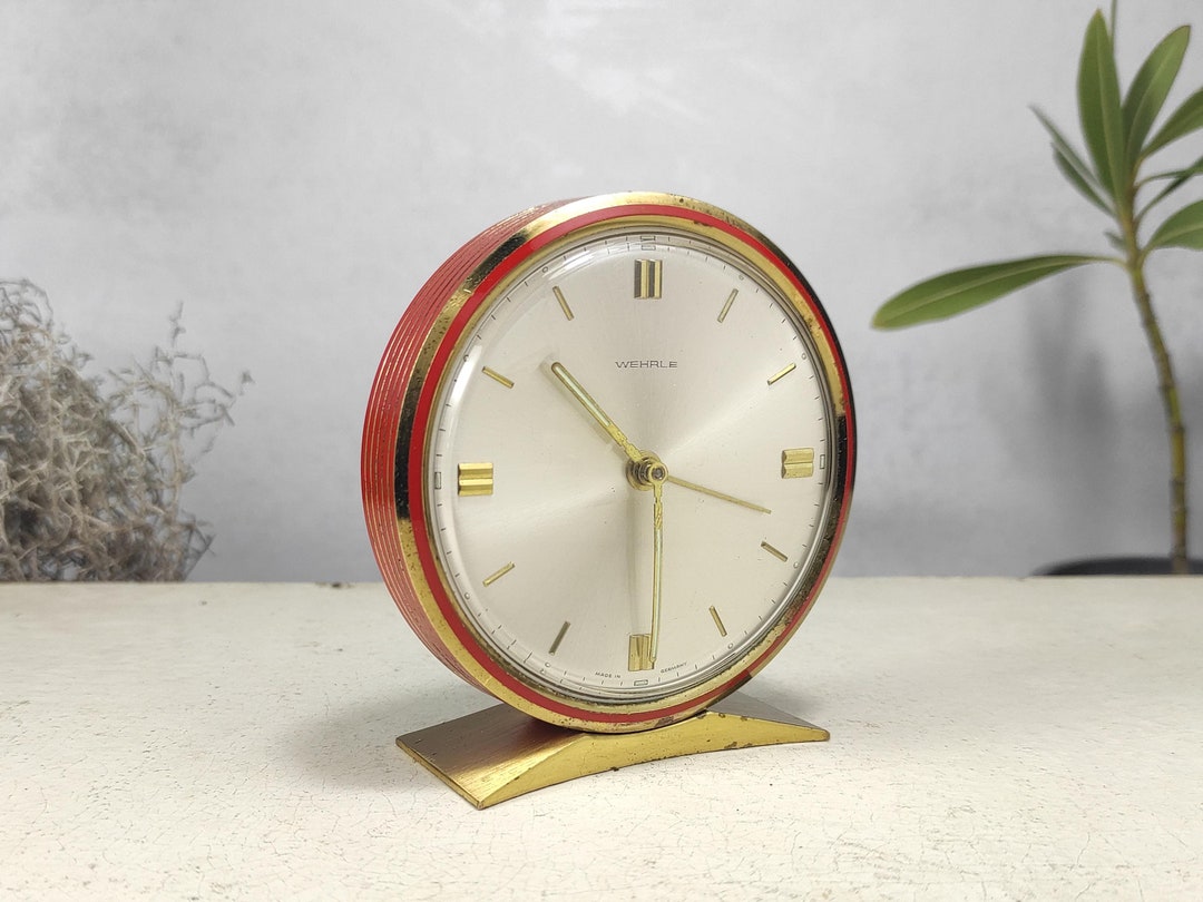 Vintage Wehrle Alarm Clock - Brass Body Mechanical Clock Made in ...