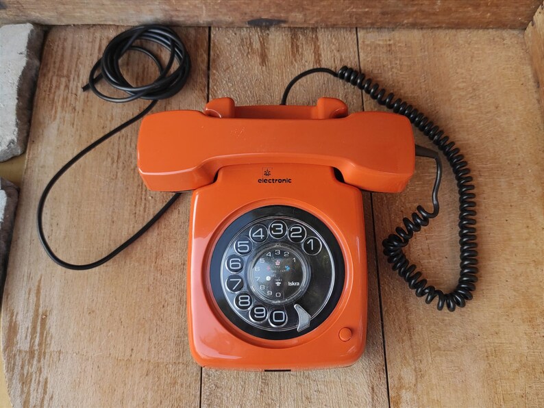Vintage Orange Rotary Dial Phone Iskra ETA-61 Made in - Etsy