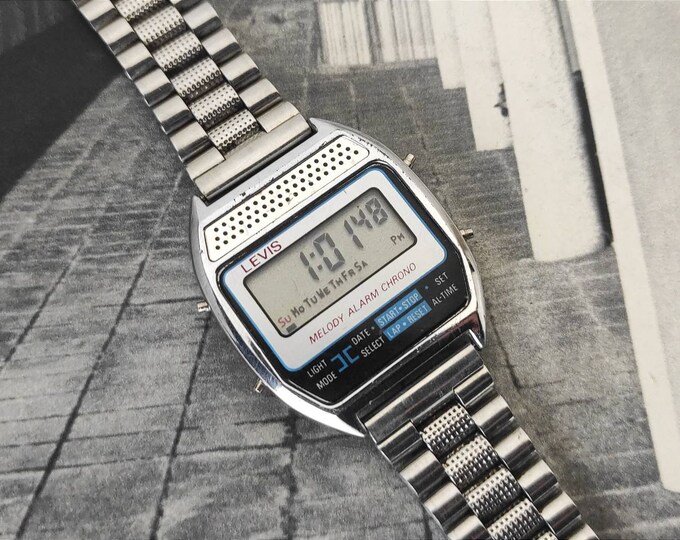 Vintage Levis Digital Watch - Melody Alarm Chrono LCD Watch Made in ...