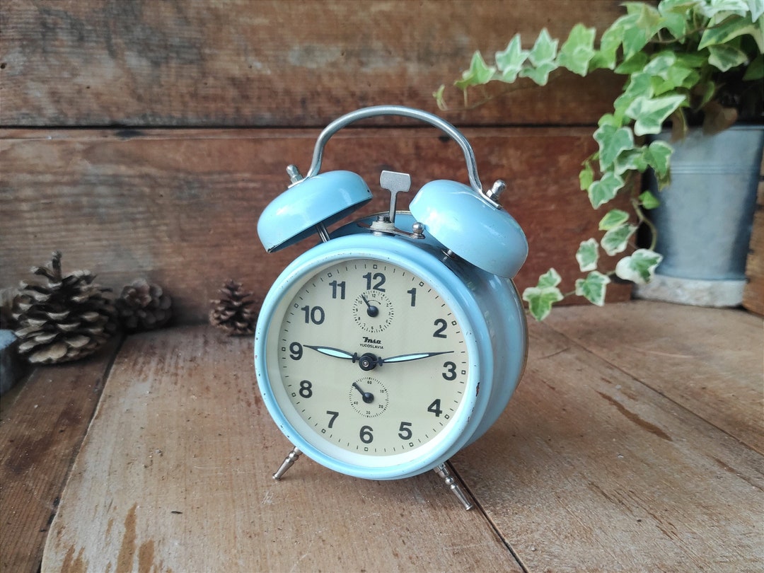Vintage Sky Blue Twin Bell Alarm Clock by Insa Yugoslavia - Etsy