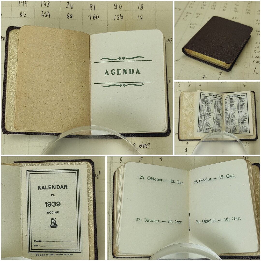 Vintage Pocket Calendar From 1939, Miniature Leather Agenda Notebook - Etsy