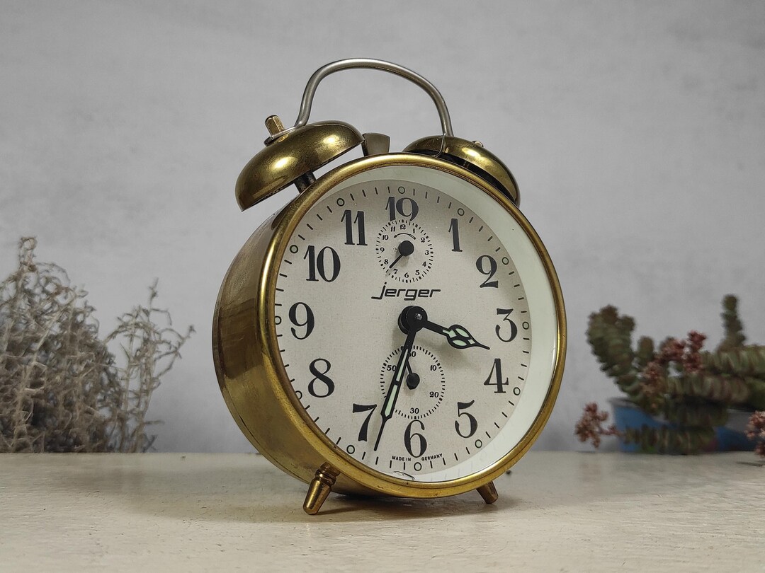 Vintage Jerger Brass Alarm Clock Made in Germany - Etsy