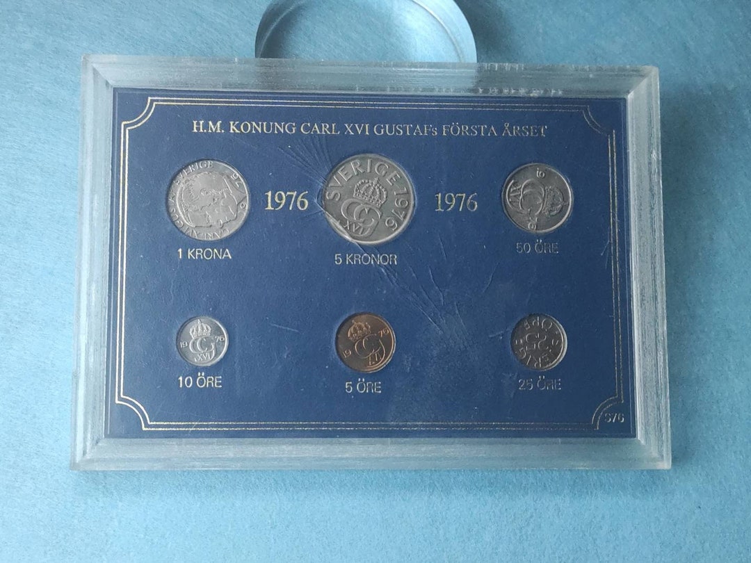 1976 Swedish Coin Set HM King Carl XVI Gustaf First Year - Mynt H.M Konung Carl XVI Gustaf ...