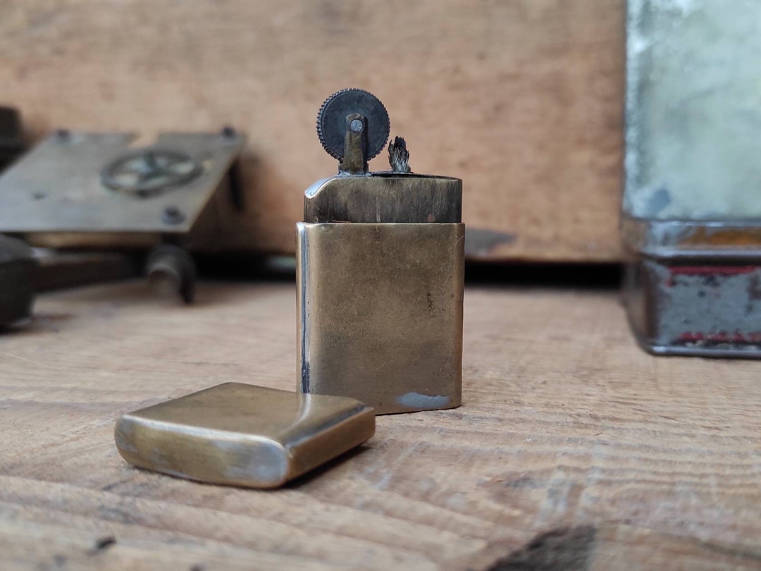Vintage Trench Art Gasoline Lighter / Handcrafted Brass Lighter / Brass ...