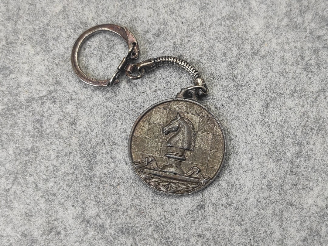 Vintage Chess Medal Keychain - Bronze Chess Keyring With Blank Back - Etsy