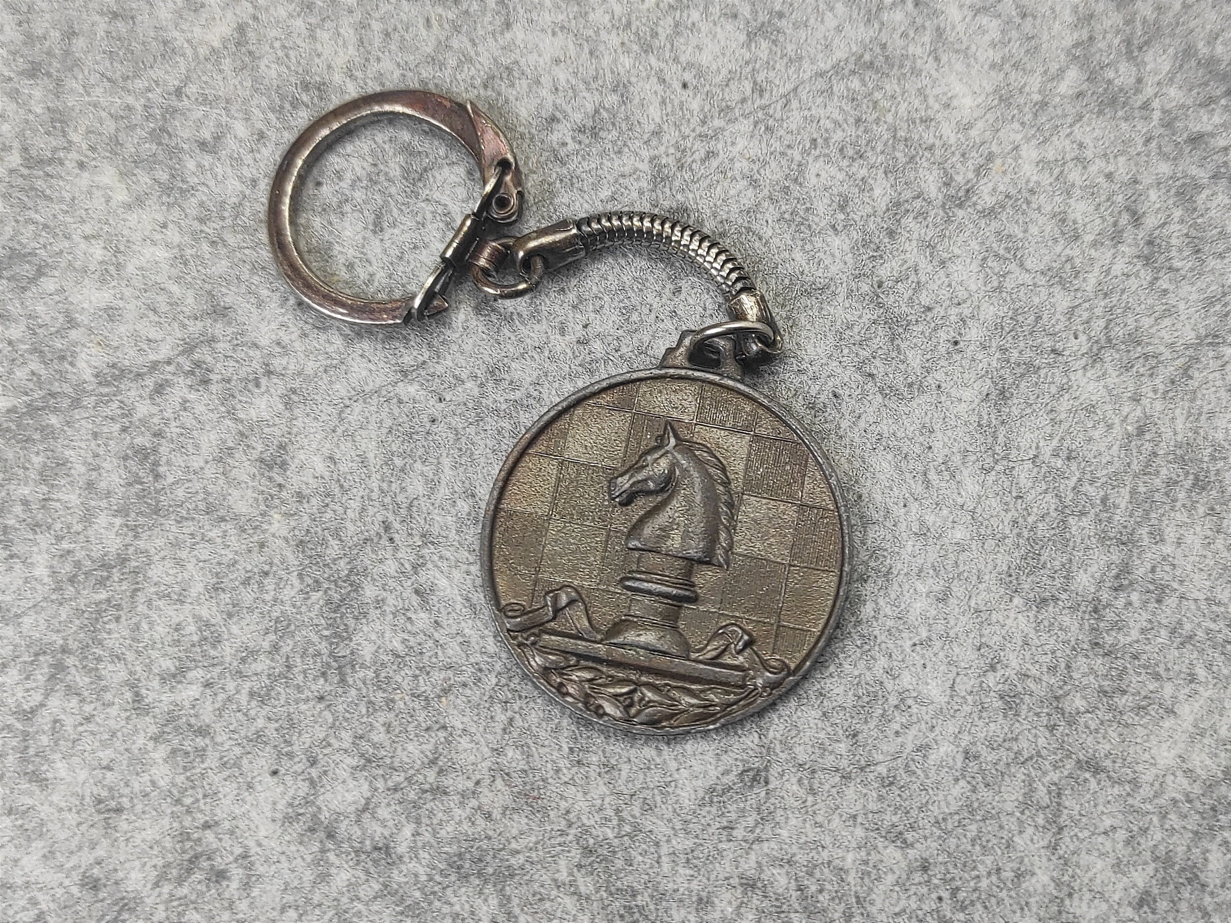 Vintage Chess Medal Keychain Bronze Chess Keyring With Blank - Etsy