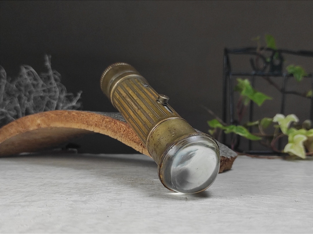 Antique Flashlight Ipis Brass Finish Metal Body and Domed Lens Military ...