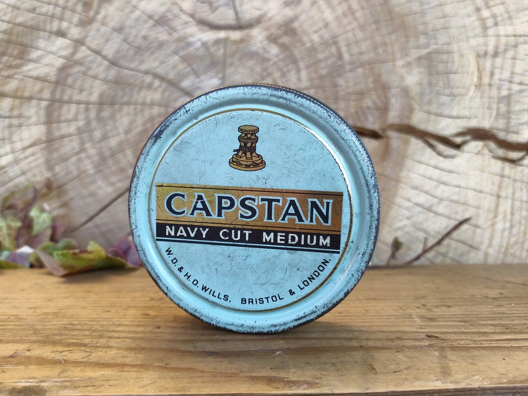 Vintage Capstan Tobacco Navy Cut Medium Round Tin - Etsy