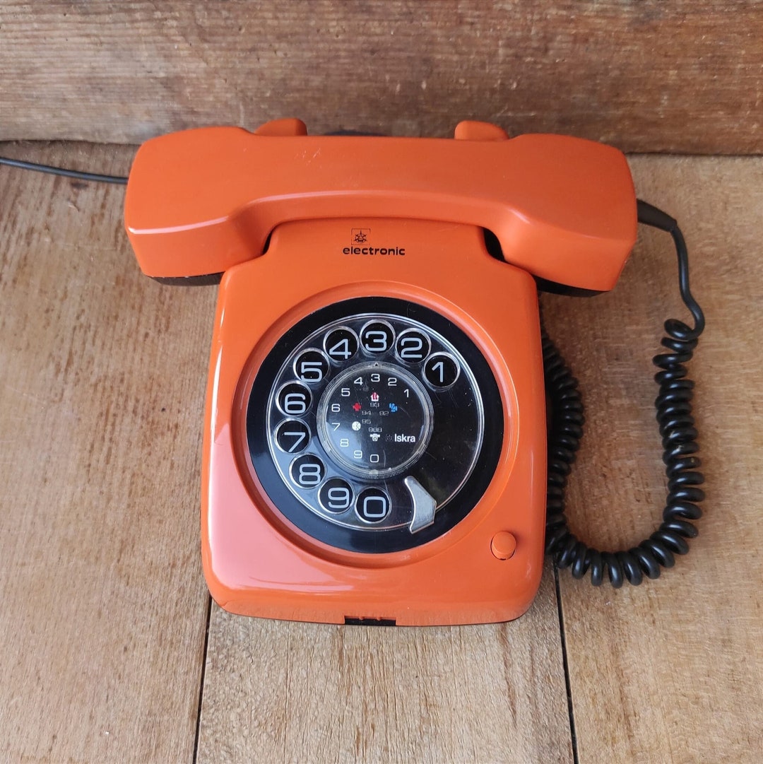 Vintage Orange Rotary Dial Phone Iskra ETA-61 Made in Yugoslavia - Etsy