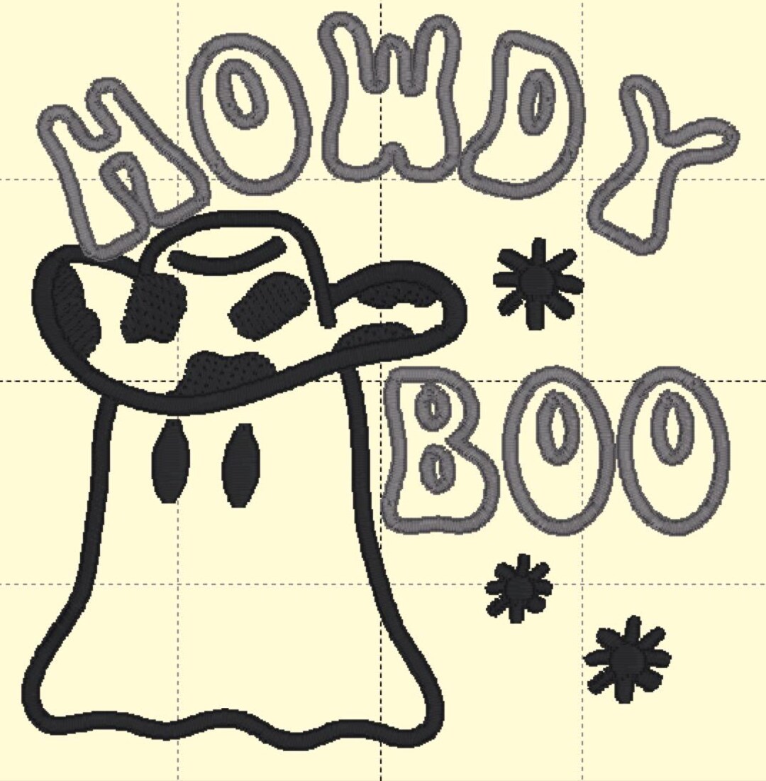 Howdy Boo Embroidery Design Halloween Ghost Cowboy Embroidery Design ...