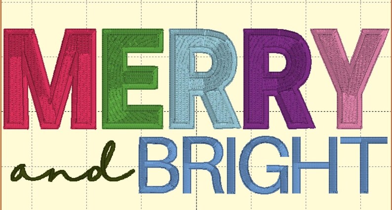 Merry and Bright Embroidery Design 5x7 7x5 6x10 .pes .dst File ONLY ...