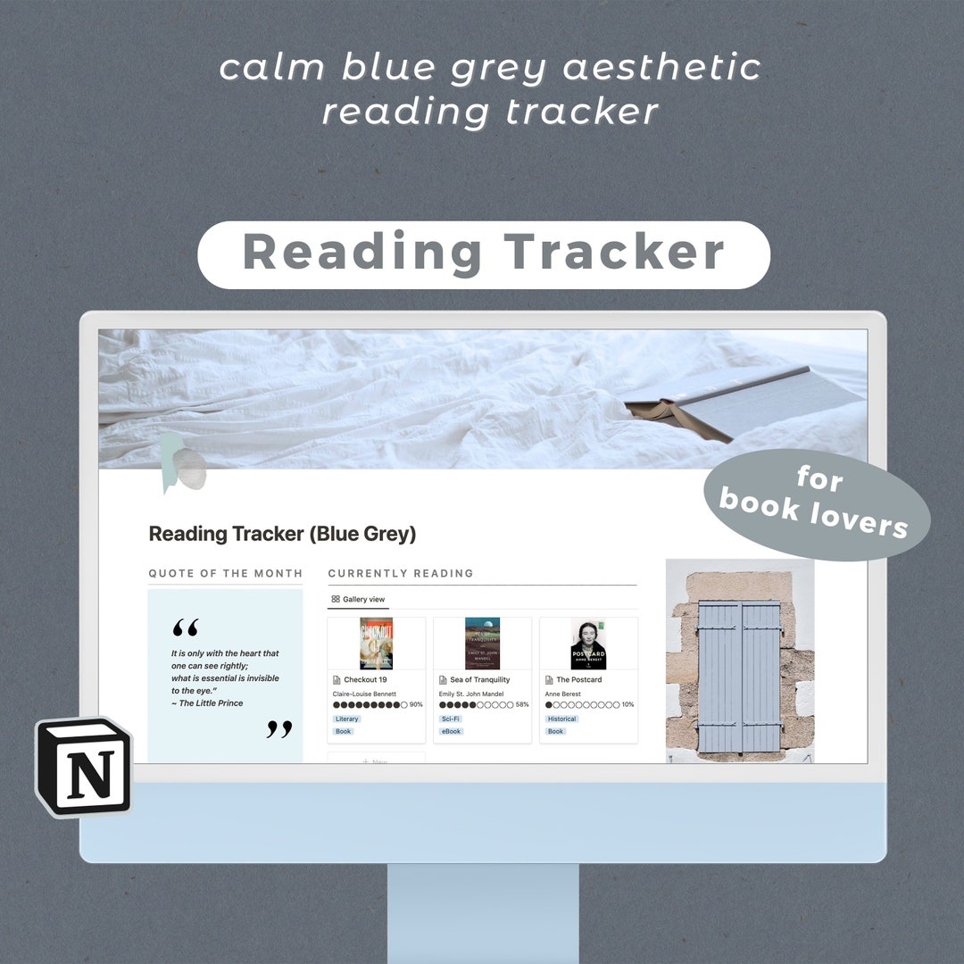 Notion Reading Tracker Template Books Tracker Notion Library Calm Blue ...