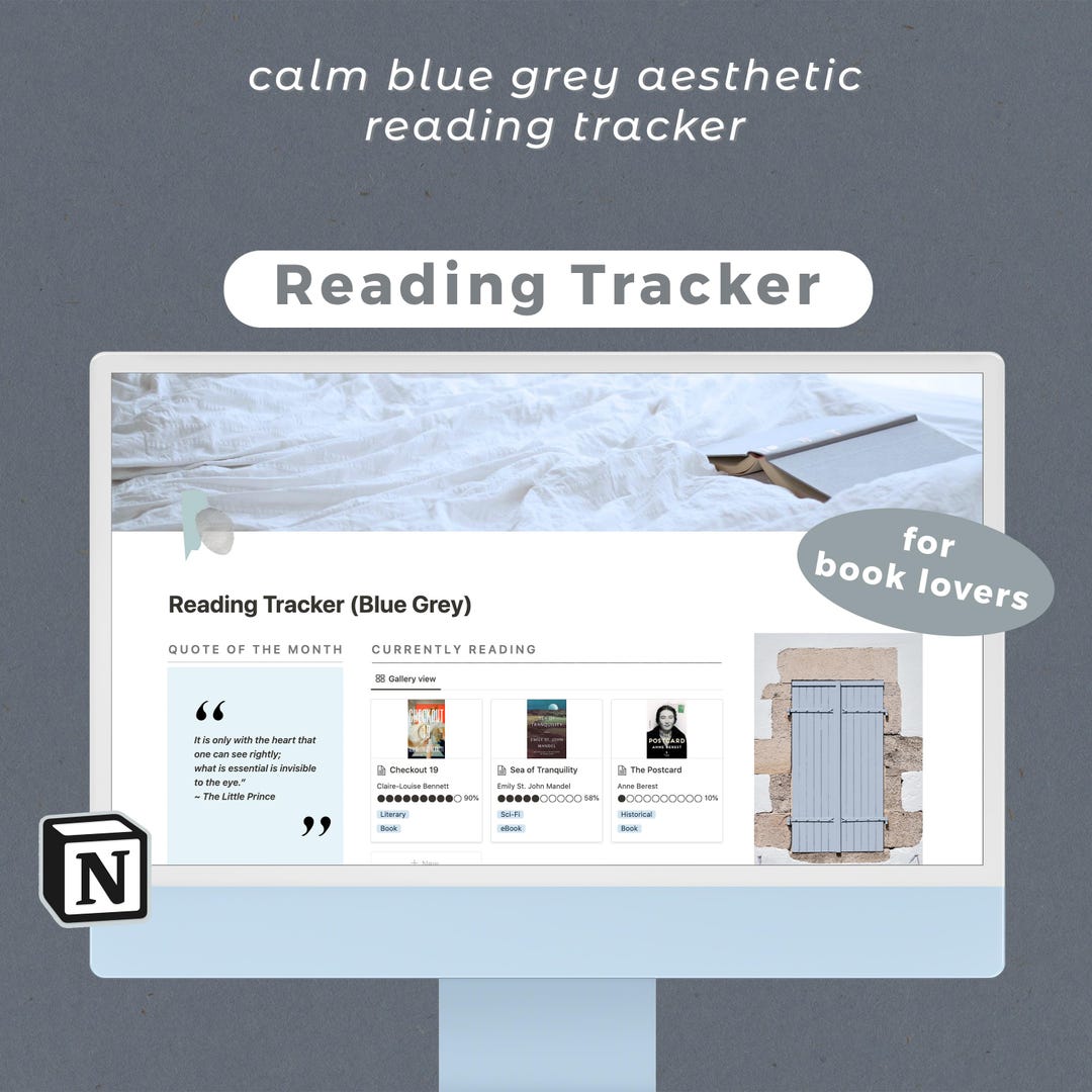 Notion Reading Tracker Template | Books Tracker | Notion Library | Calm ...