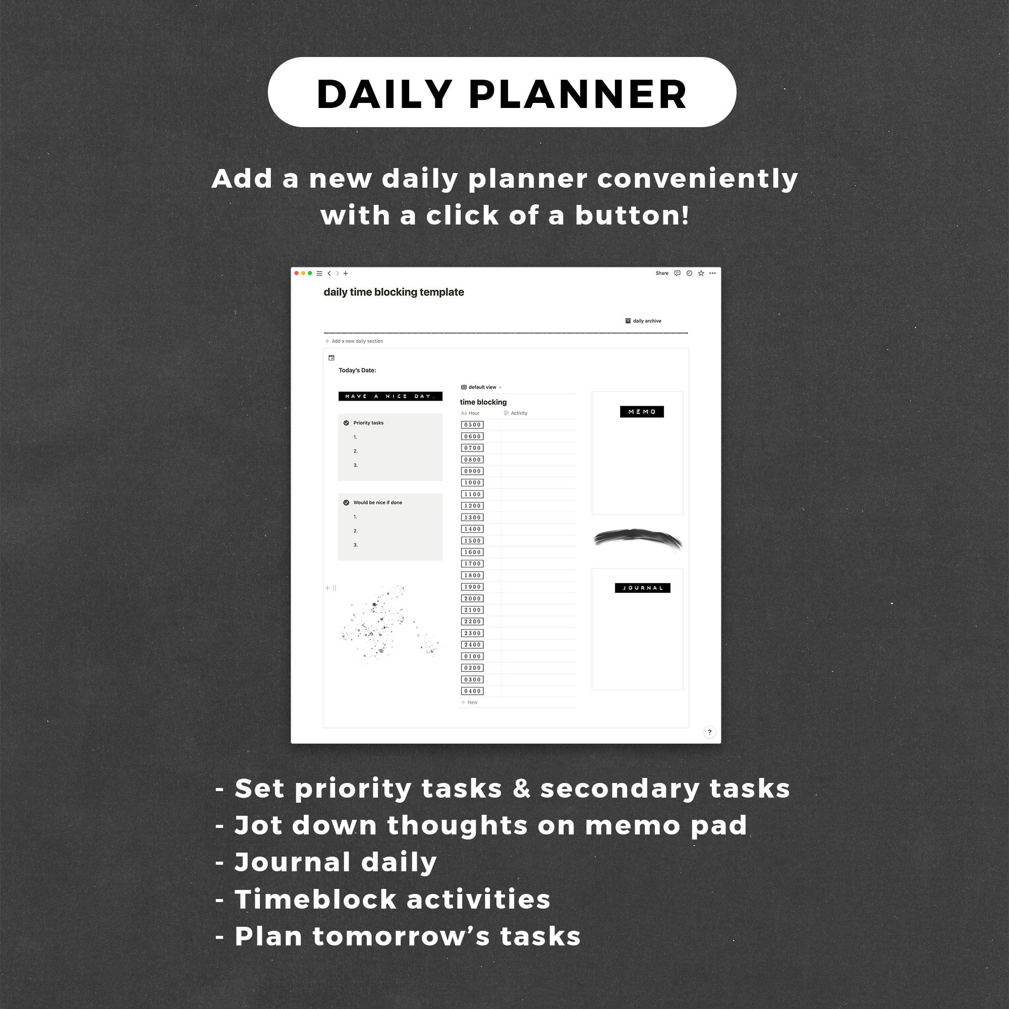 Notion Time Blocking Template | Notion Daily Planner Journal | Notion ...