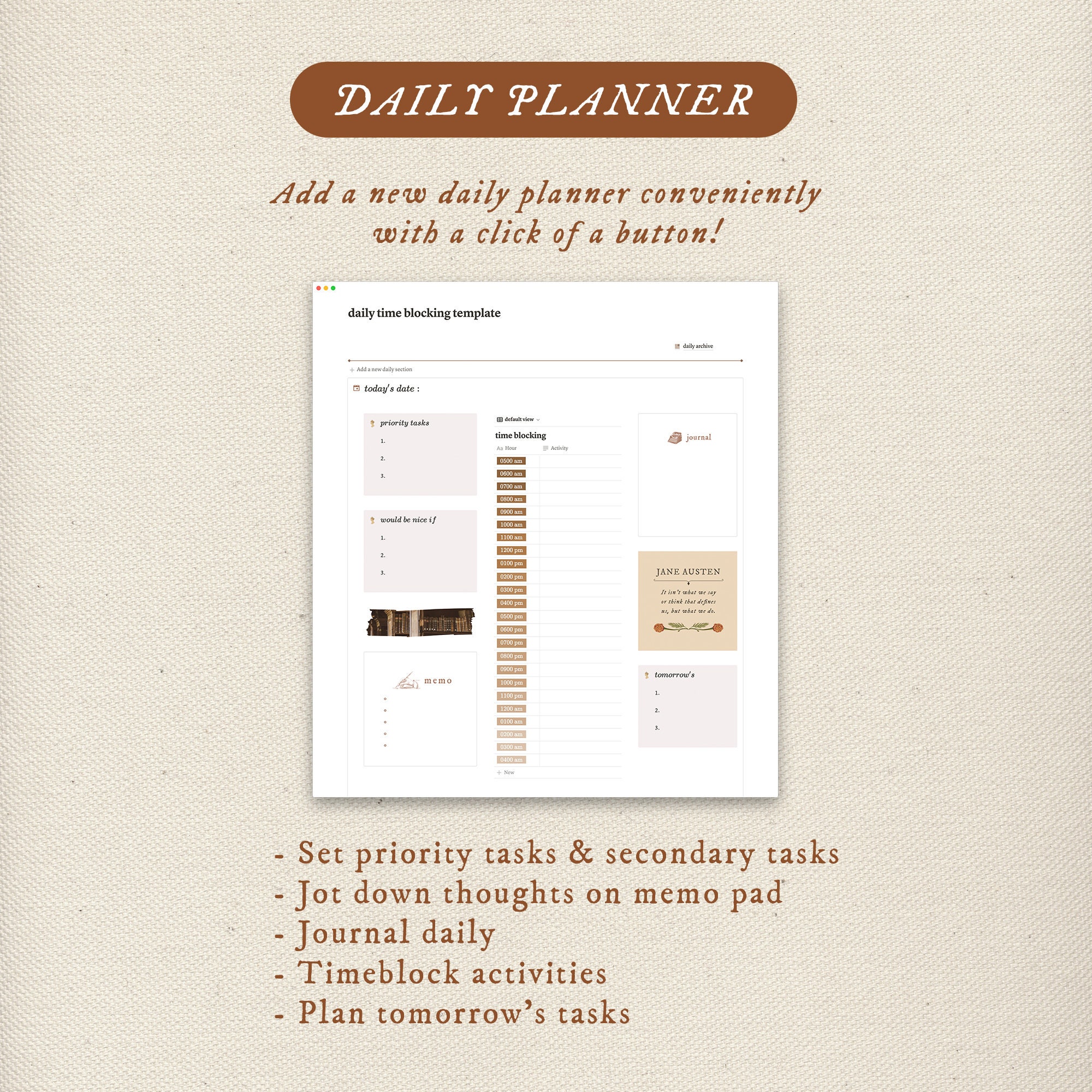 Notion Time Blocking Template | Notion Daily Planner Journal | Notion ...