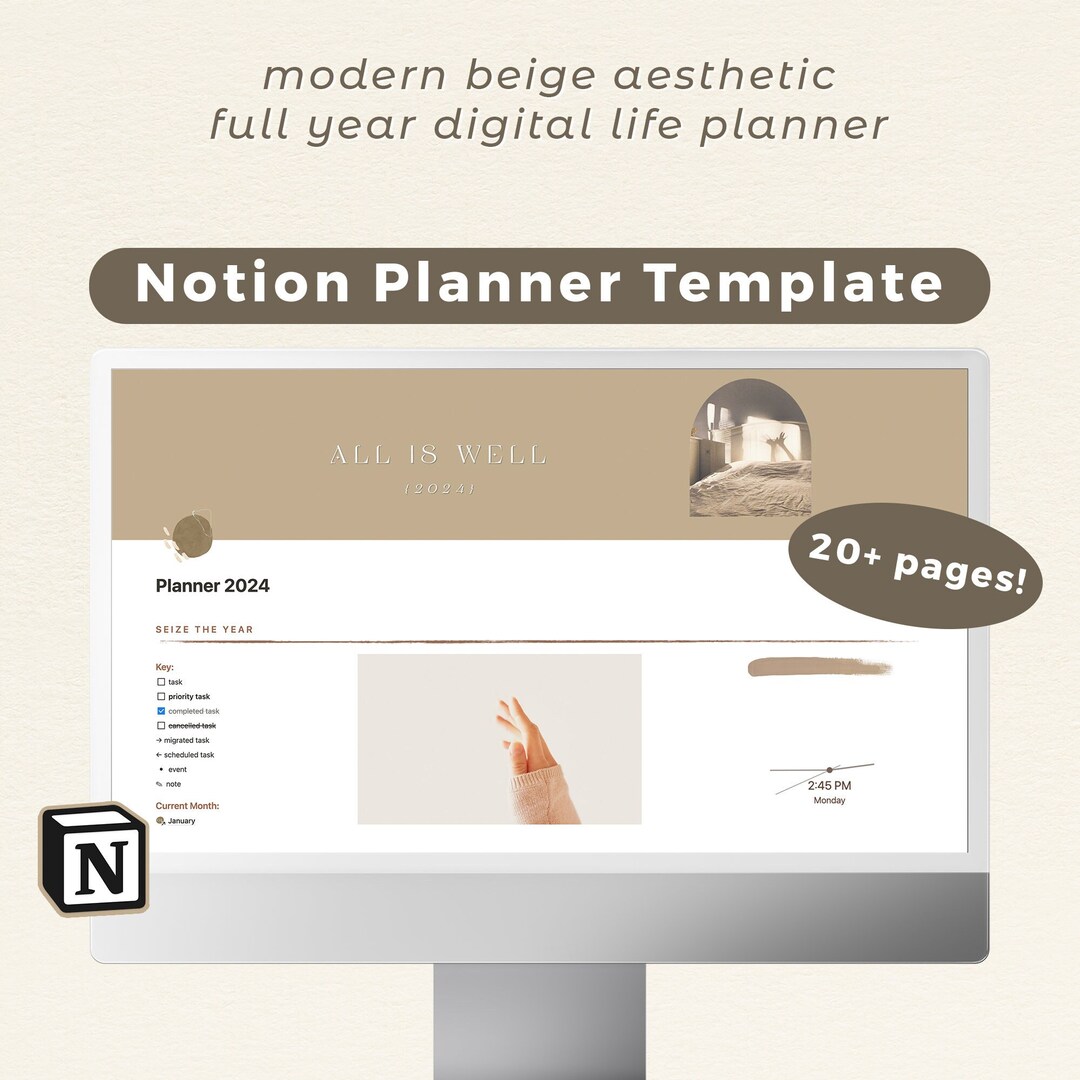 Notion Planner Template Full Year Digital Life Planner Customisable ...