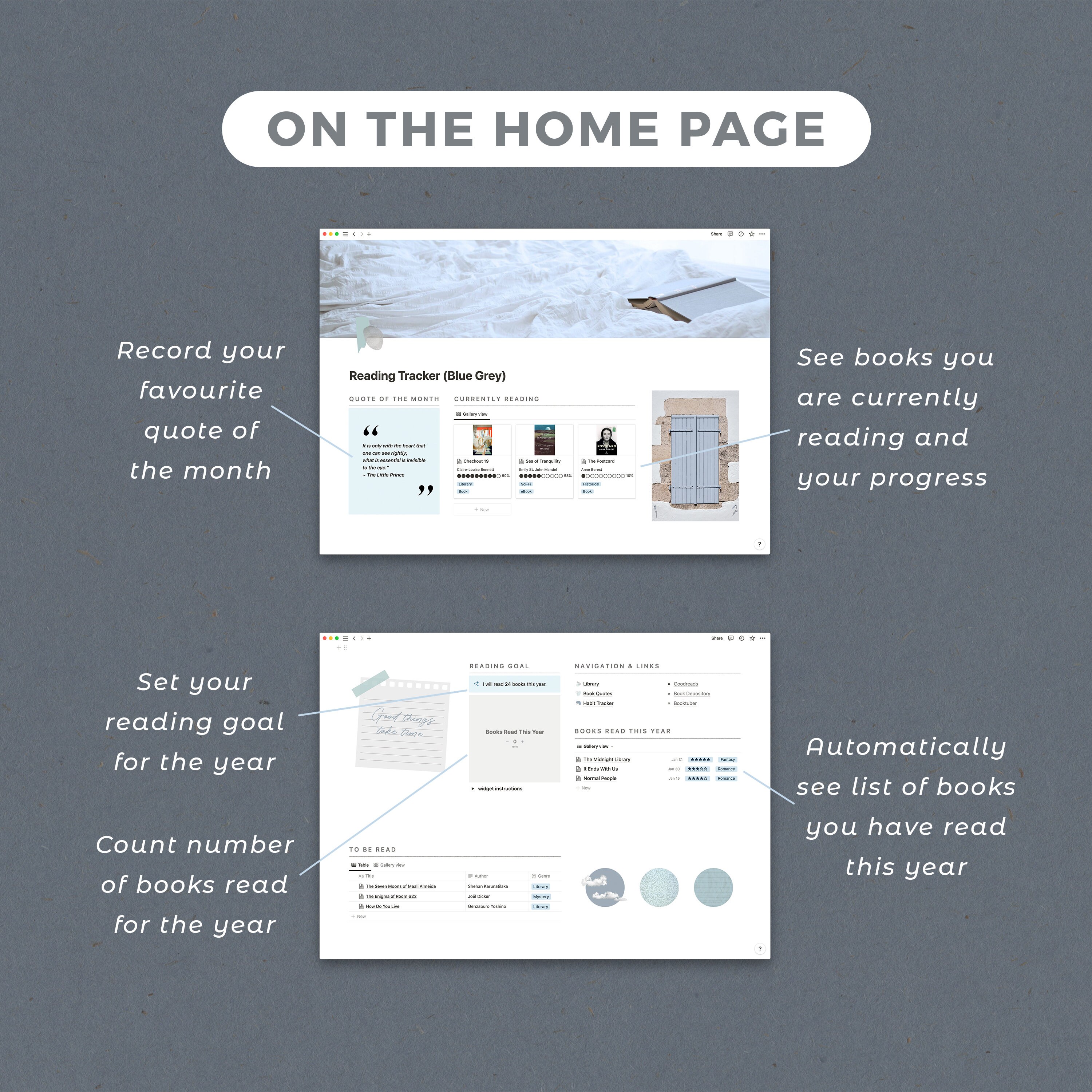 Notion Reading Tracker Template | Books Tracker | Notion Library | Calm ...