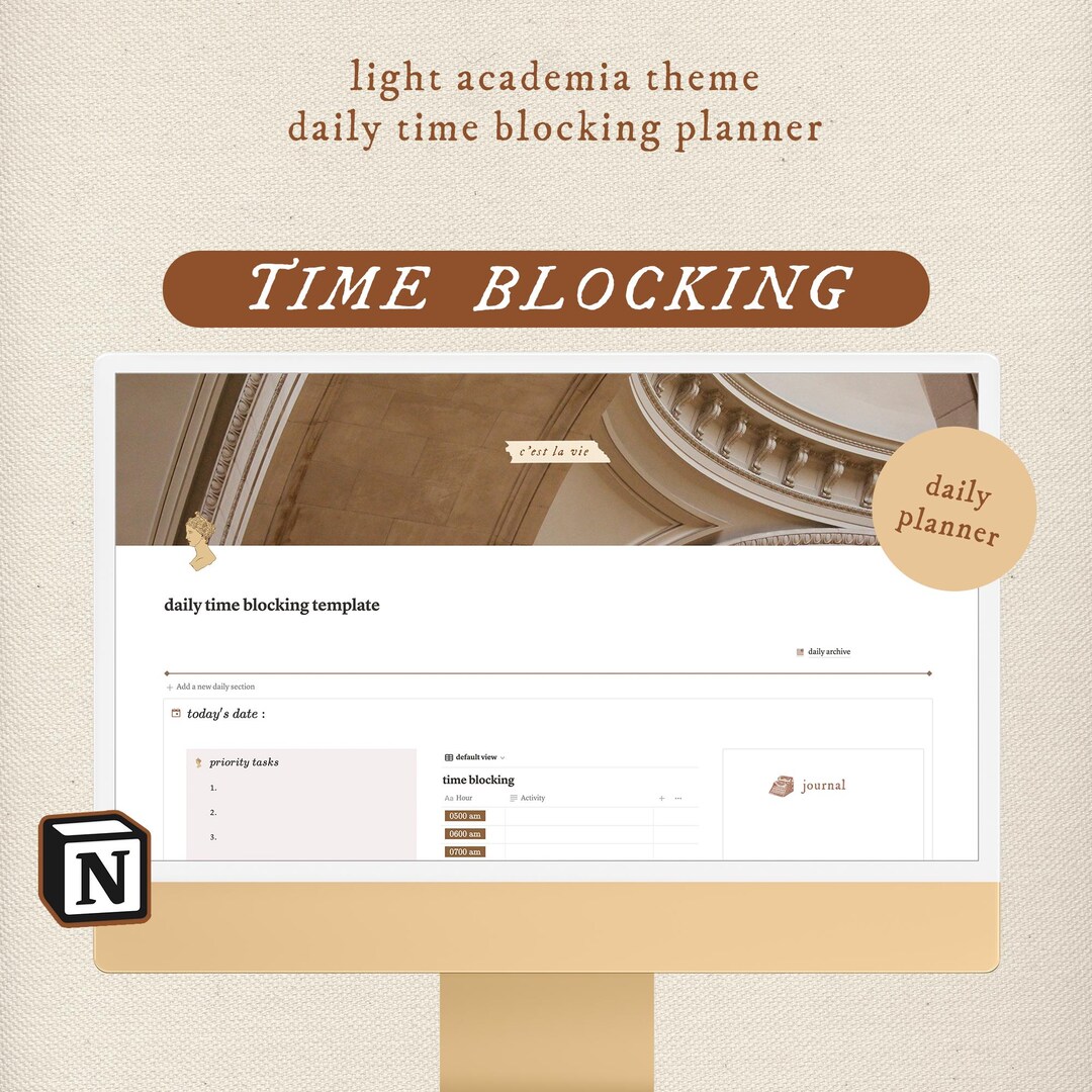 Notion Time Blocking Template Notion Daily Planner Journal Notion ...
