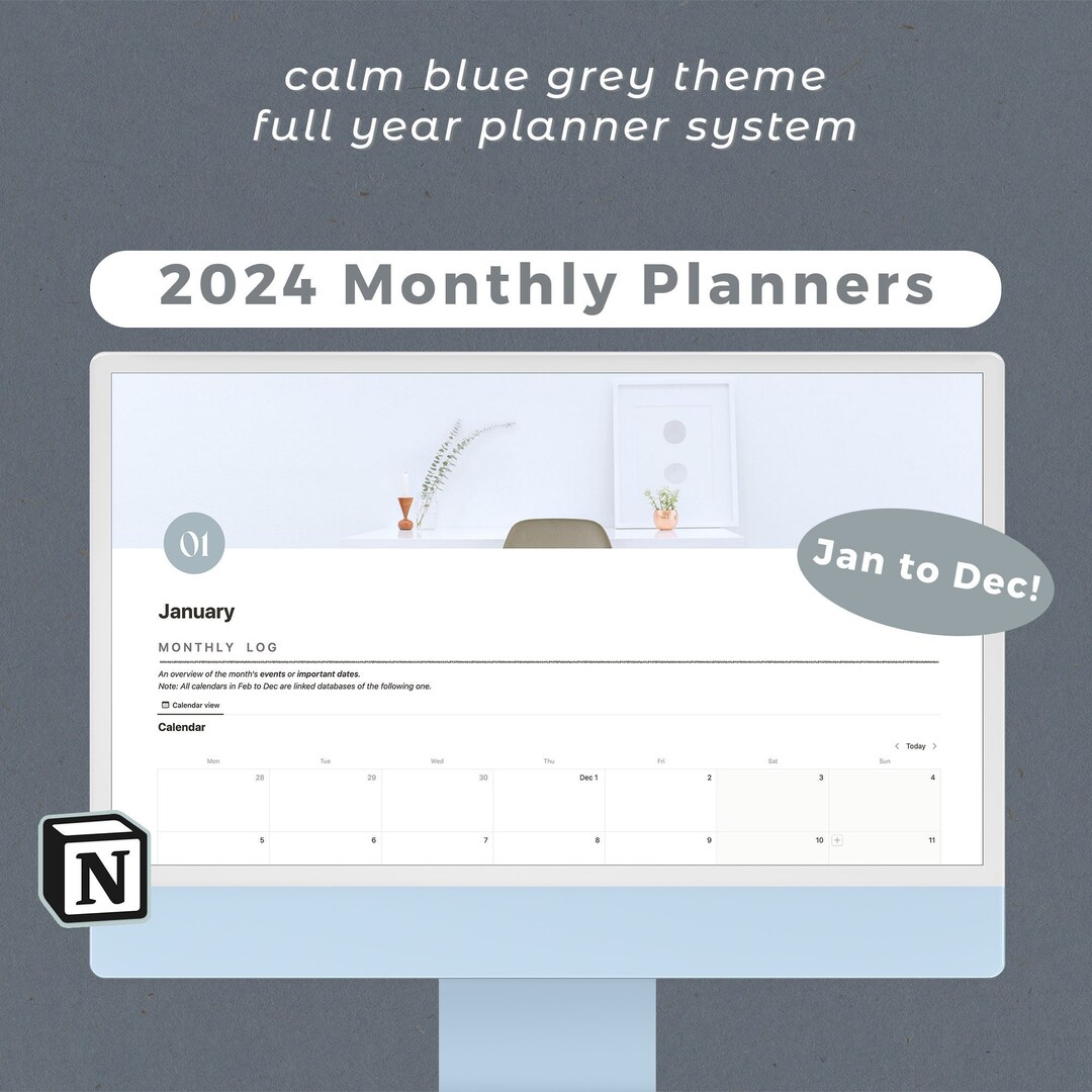 Notion Monthly Planner Template Full Year Digital Life Planner ...