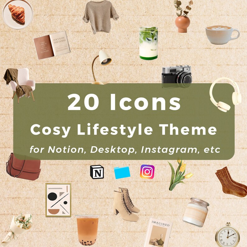 Notion Icons Aesthetic Icons Digital Icons Desktop Icons Instagram Story Icons Cosy Lifestyle ...