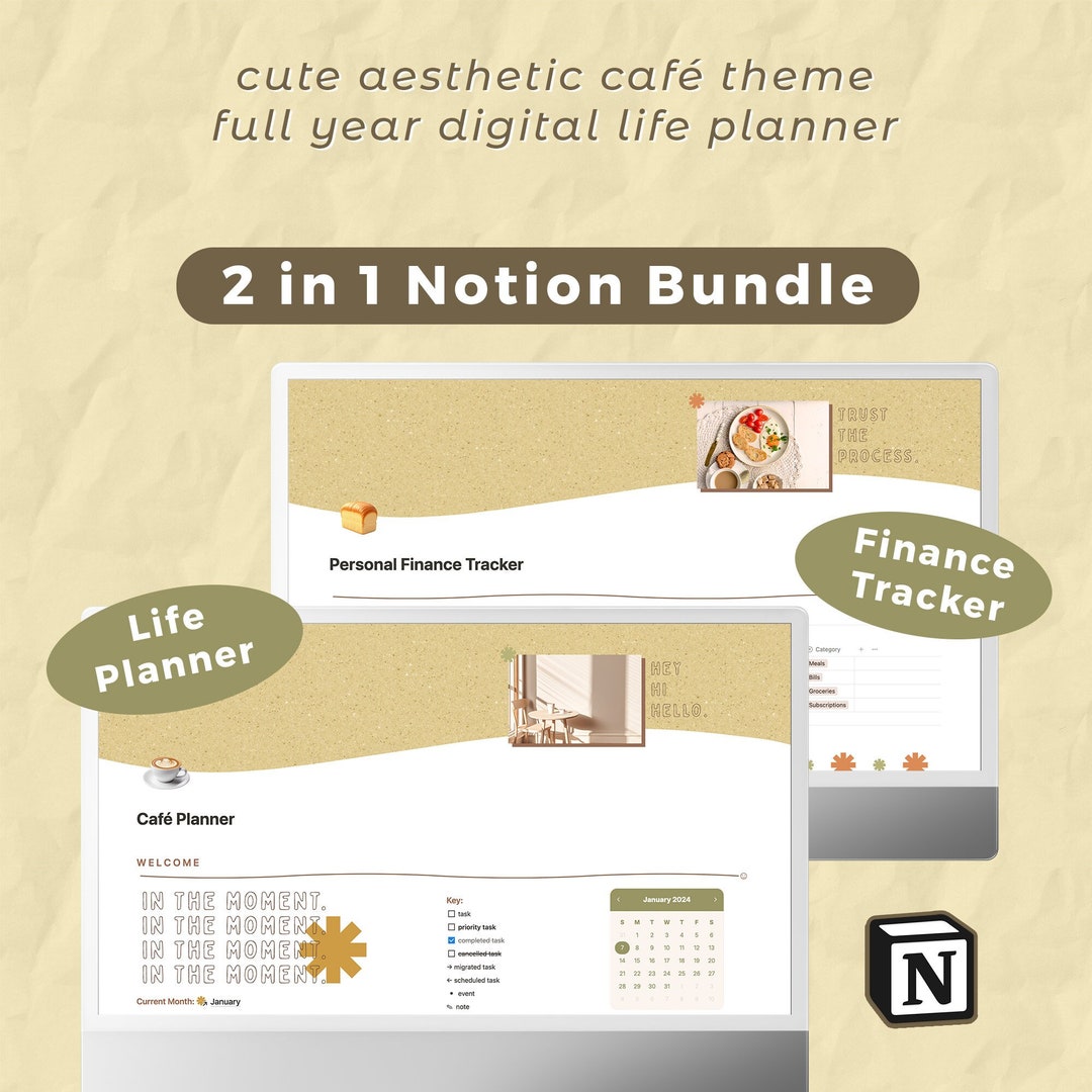 Notion Planner Template & Finance Tracker Template Full Year Digital Life Planner 2 in 1 Notion ...