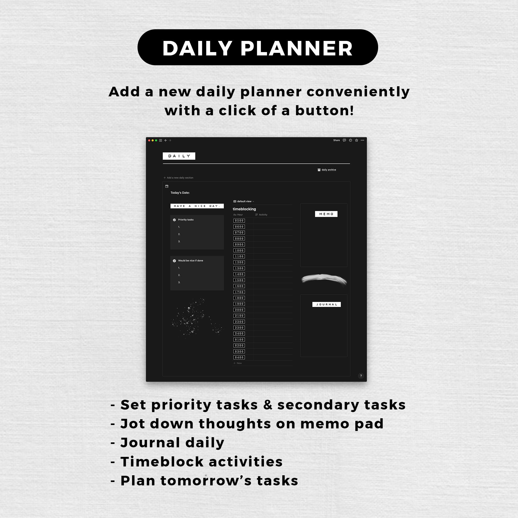 Notion Life Dashboard & Planner | Time Blocking Template | Daily ...