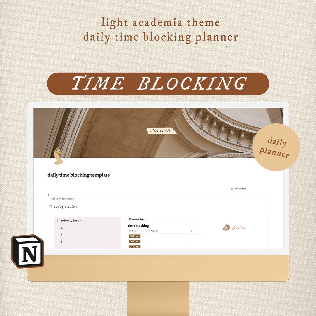 Notion Time Blocking Template Notion Daily Planner Journal Notion ...