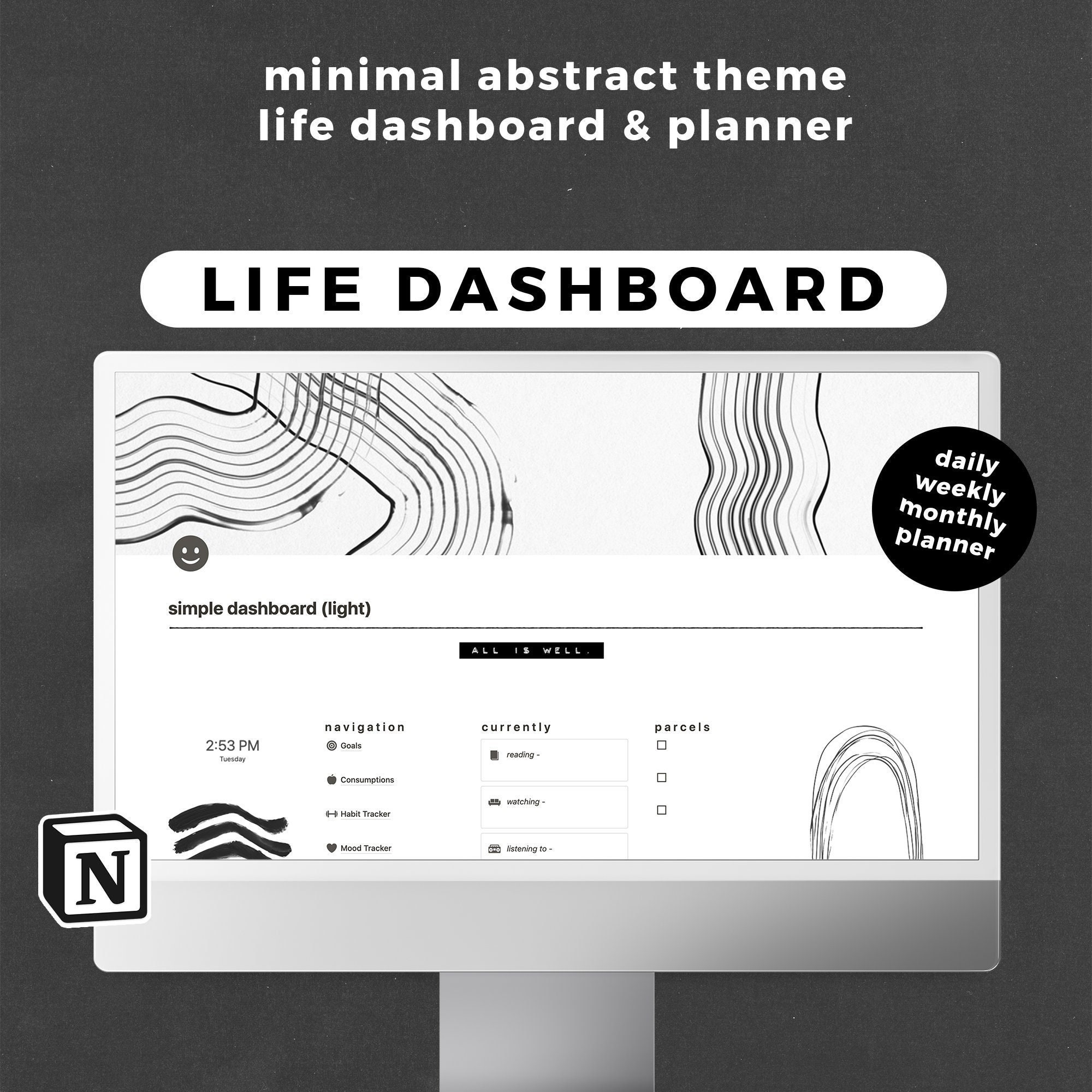 Notion Life Dashboard & Planner Time Blocking Template - Etsy