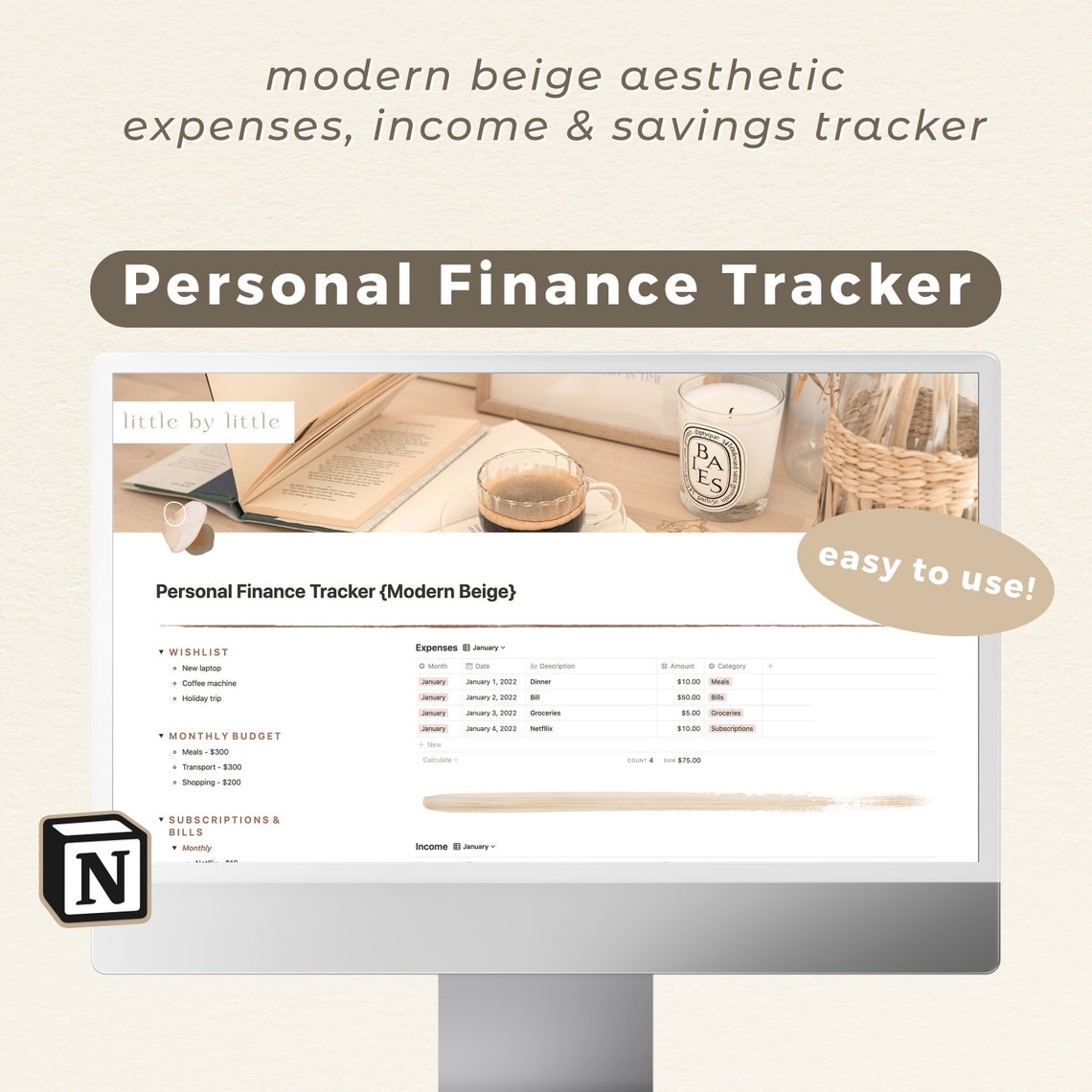 Notion Finance Tracker Template Notion Budget Tracker - Etsy