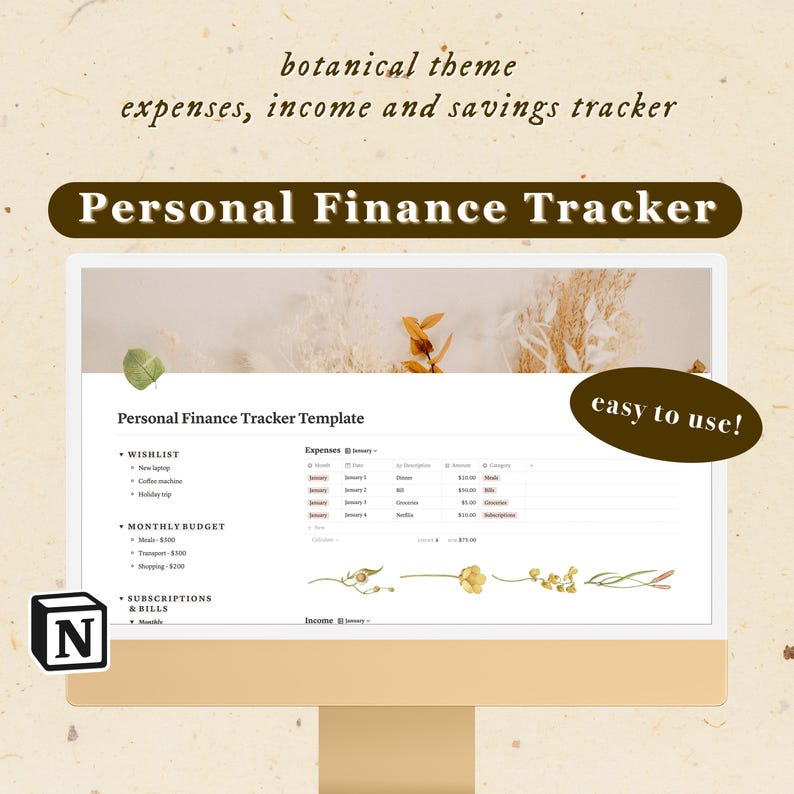 Notion Finance Tracker Template | Notion Budget Tracker | Digital Money ...