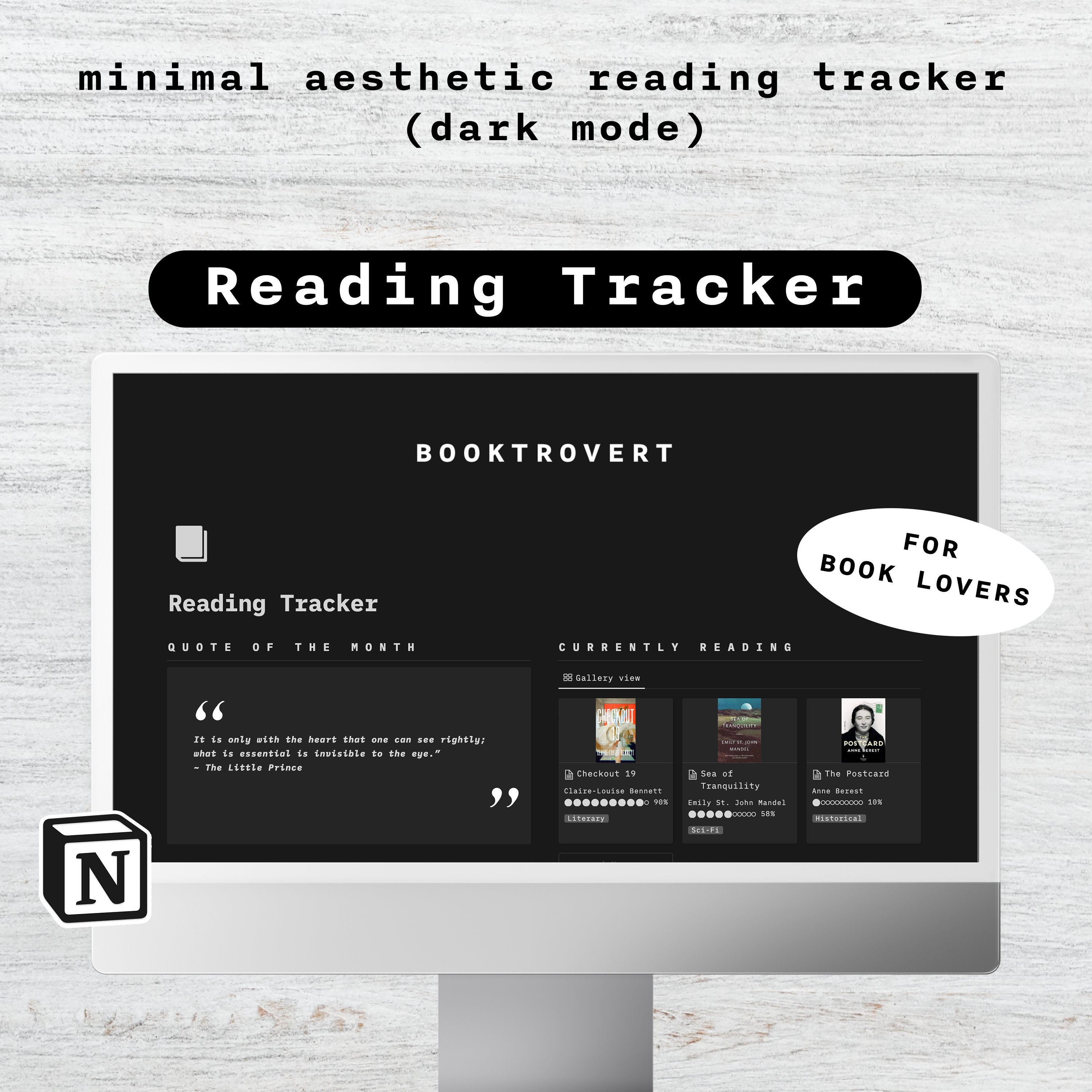 Notion Reading Tracker Template Books Tracker Notion Library Aesthetic Minimal Notion Template ...