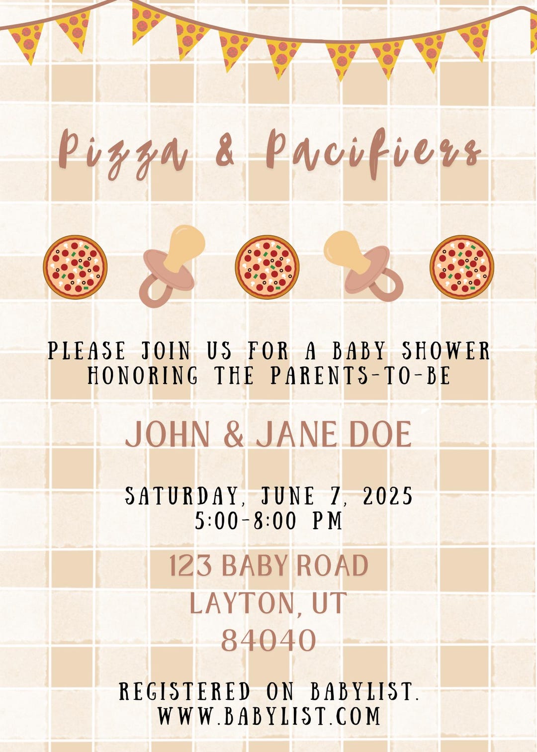 Pizza & Pacifiers Baby Shower Invitation - Etsy