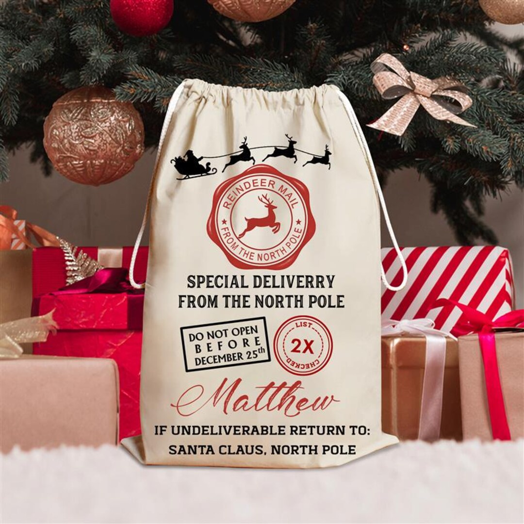 Personalized North Pole Reindeer Mail Santa Sack, Custom Christmas Gift ...