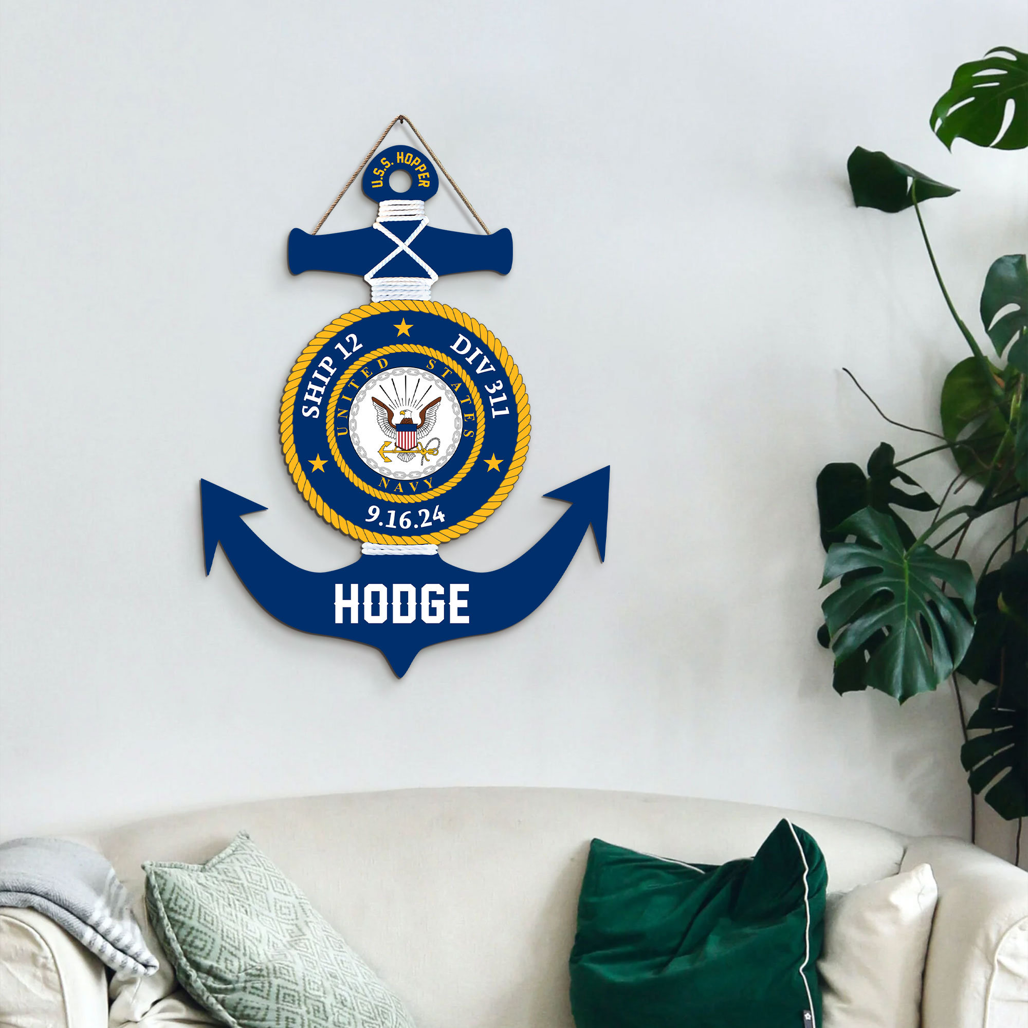 Personalized Navy Anchor Wood Sign, Custom Anchor Name Sign, Navy Sign ...