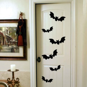 Bat Set of 6 Halloween Sign, Halloween Home Decor, Bat Wall Hanging ...