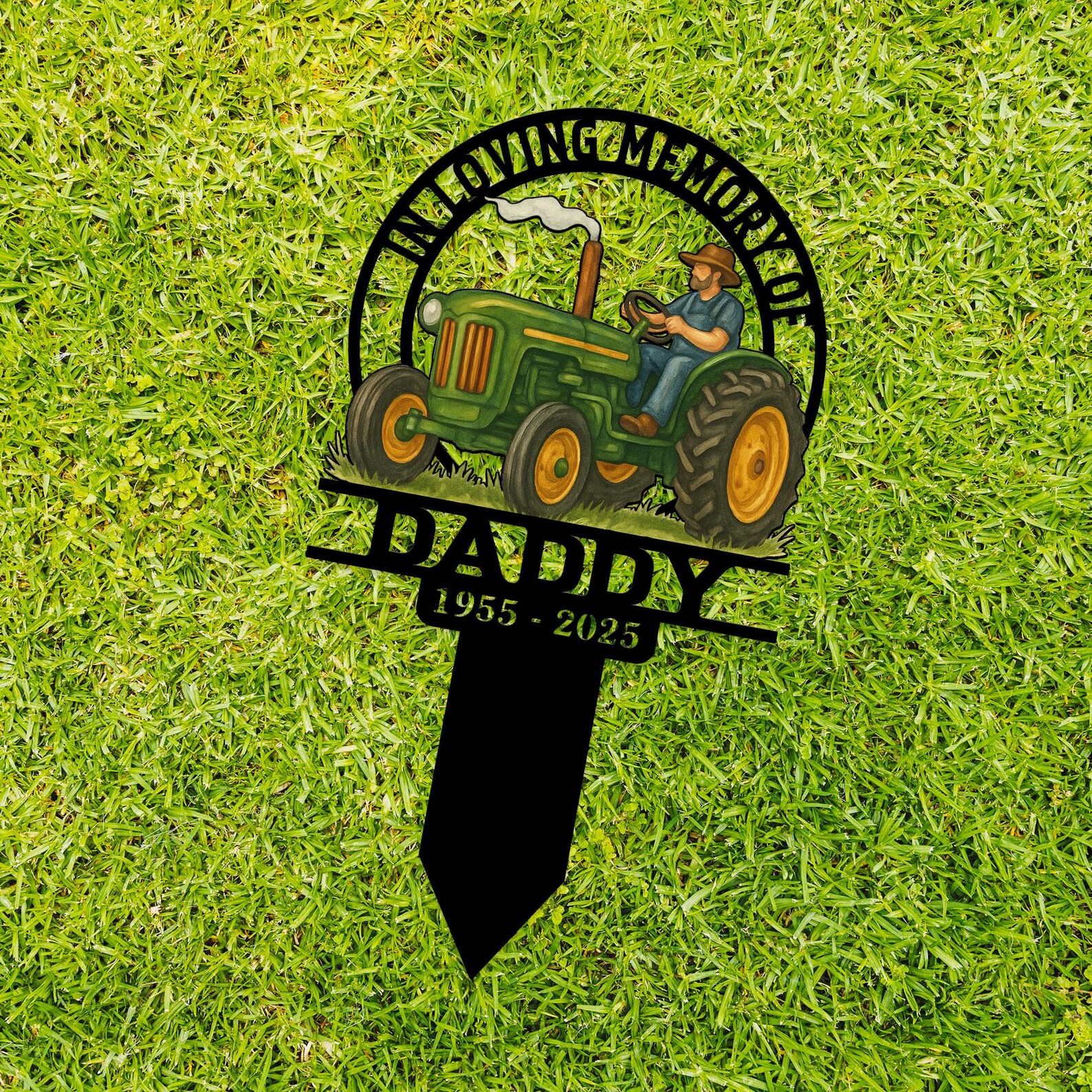 Personalized Tractor Memorial Garden Metal Stake, in Loving Memory ...