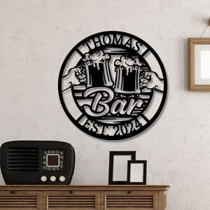 Custom Bar Sign With LED Lights, Pub Sign, Personalized Bar Metal Wall ...