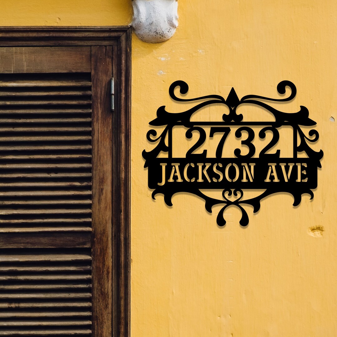 Personalized House Number Sign, Custom Metal Address Sign, Address Wall ...