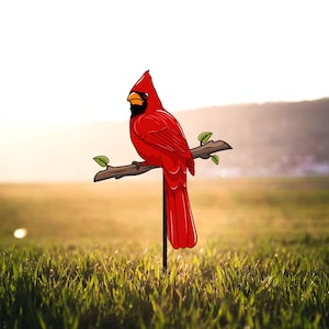 Cardinal Metal Garden Stake, Cardinal Yard Stake, Plant Pot Indoor ...