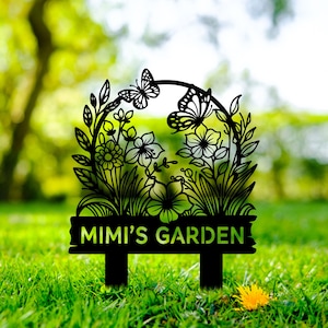 Custom Metal Garden Sign, Flower Sign With Stakes, Personalized Garden ...