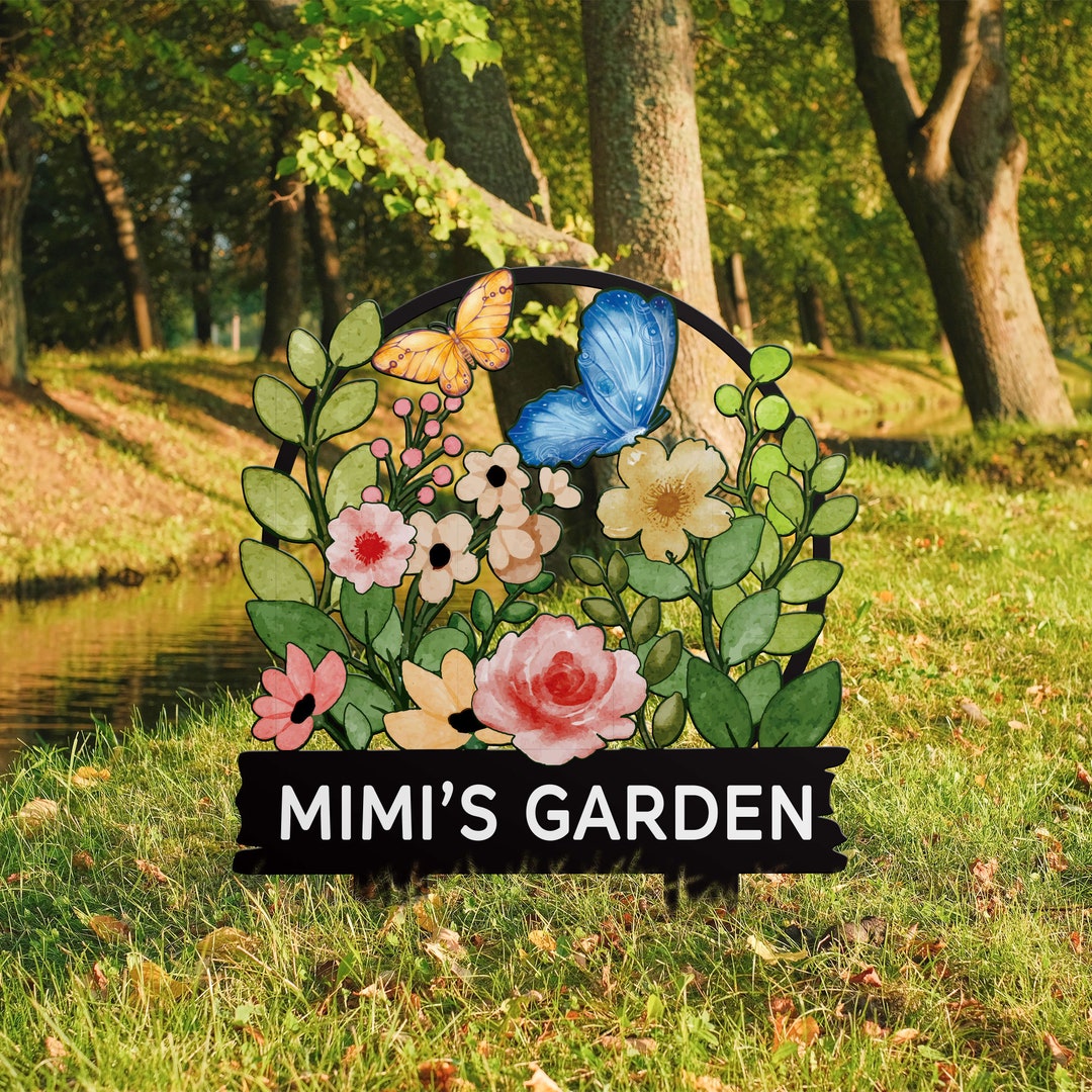 Custom Metal Garden Sign, Personalized Garden Name Sign, Flower Sign ...