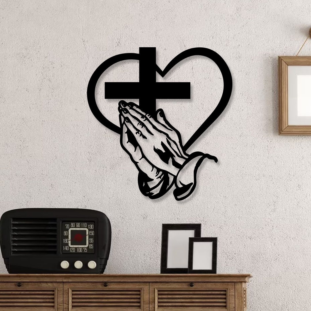 Christian Cross Metal Sign With Led Lights, Cross Wall Art, Metal Heart ...