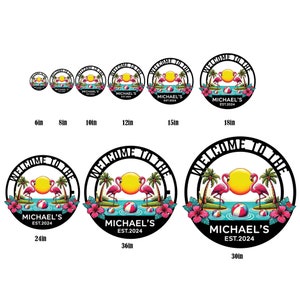 Custom Flamingo Poolside Metal Sign With Led Light, Printed Flamingo ...