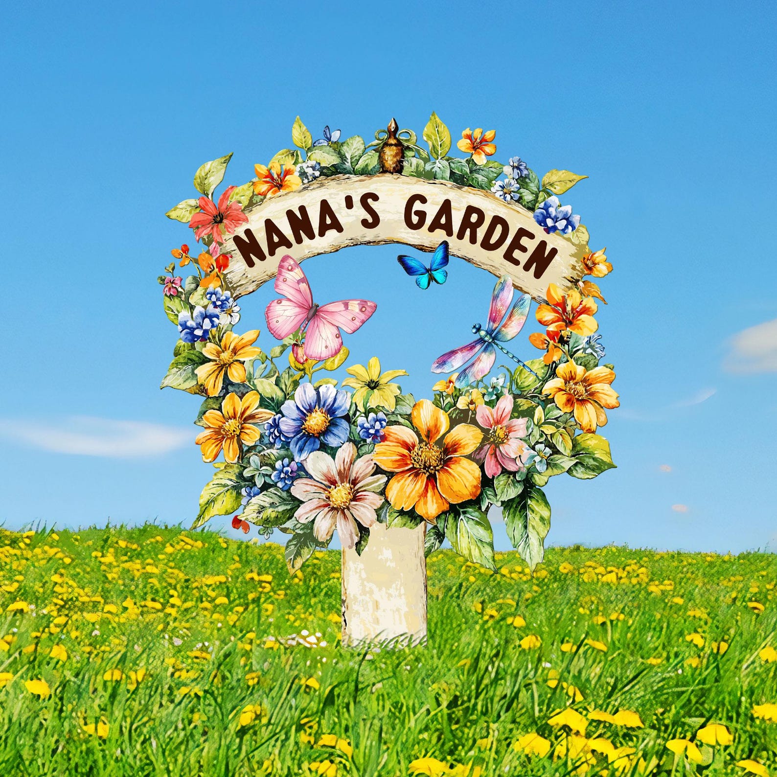 Custom Flower Sign With Stake, Personalized Garden Name Sign, Garden ...