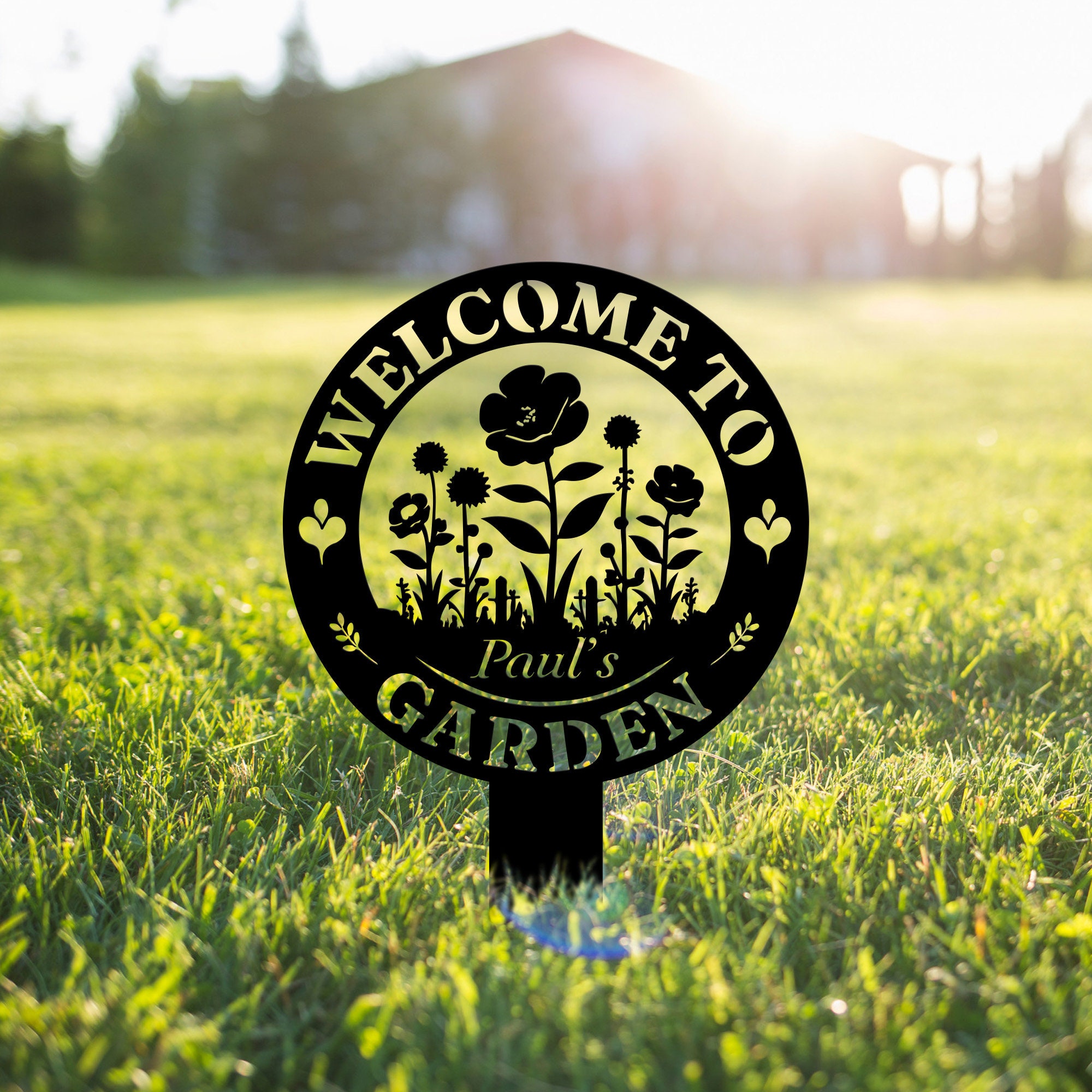 Personalized Metal Garden Sign, Custom Garden Name Sign, Flower Sign ...