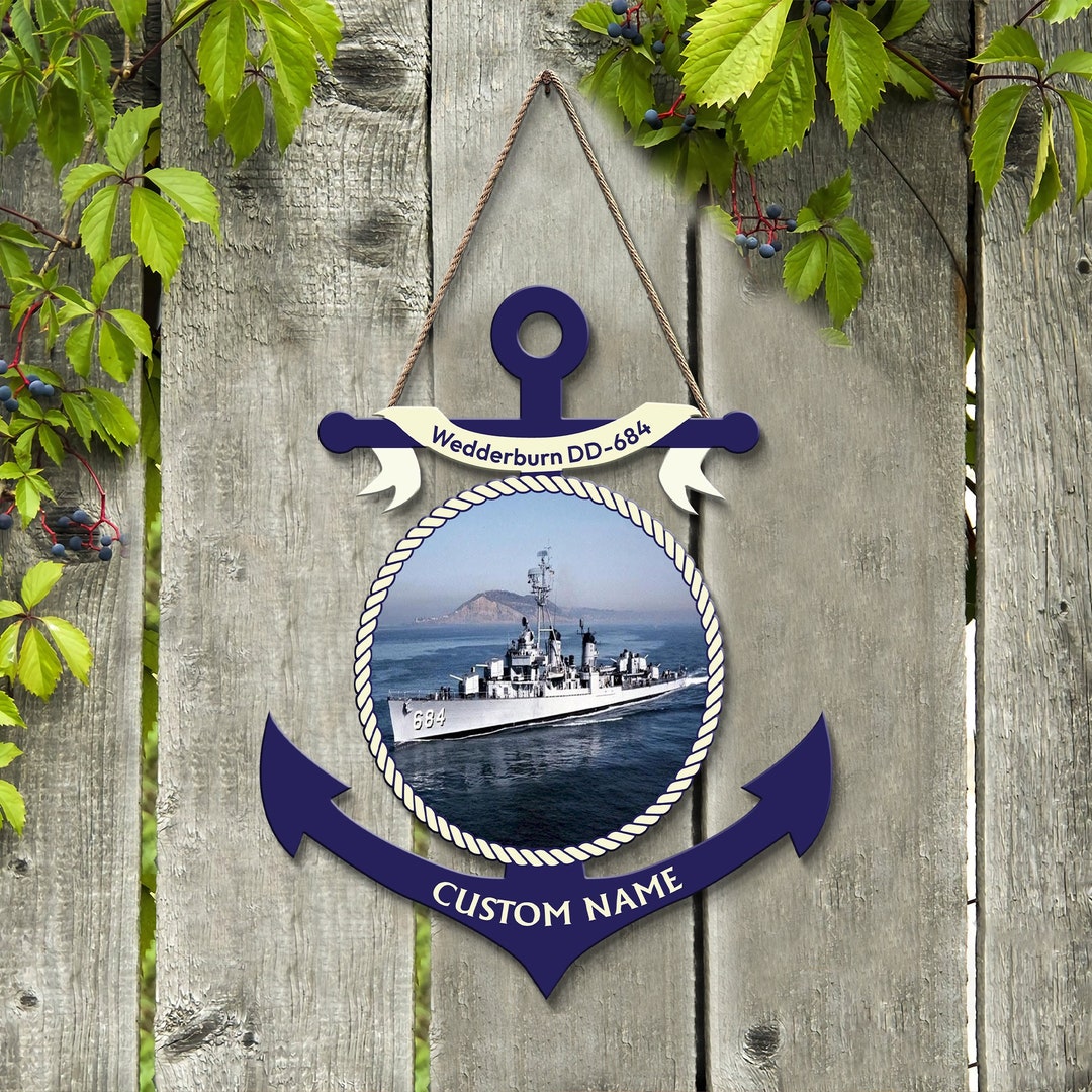Custom Navy Anchor Wood Sign With Your Ship's Photo, Gift for Father ...