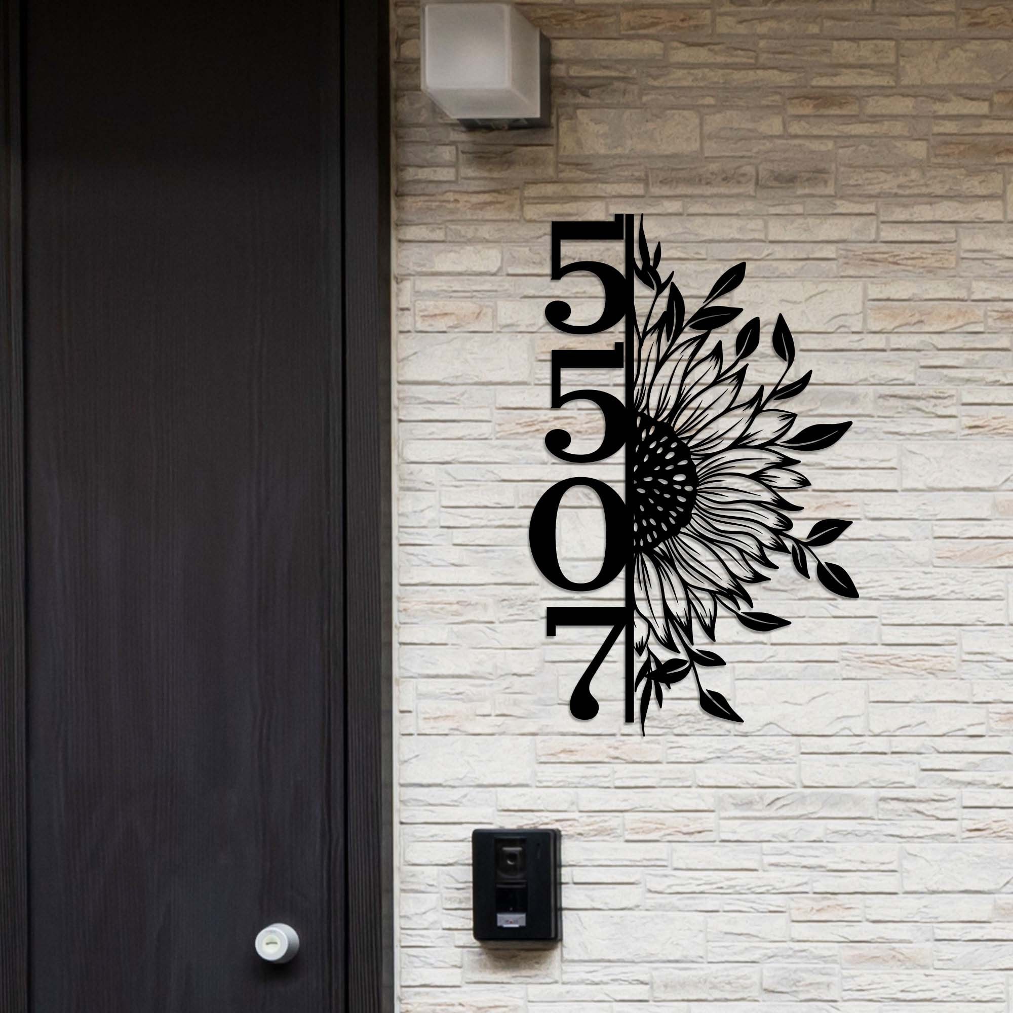Custom House Number Metal Sign, Hanging Sunflower Address Sign ...