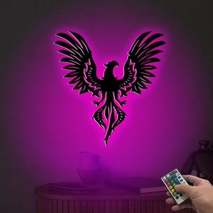Phoenix Metal Sign With Led Light, Modern Sign Art, Phoenix Sign, House ...